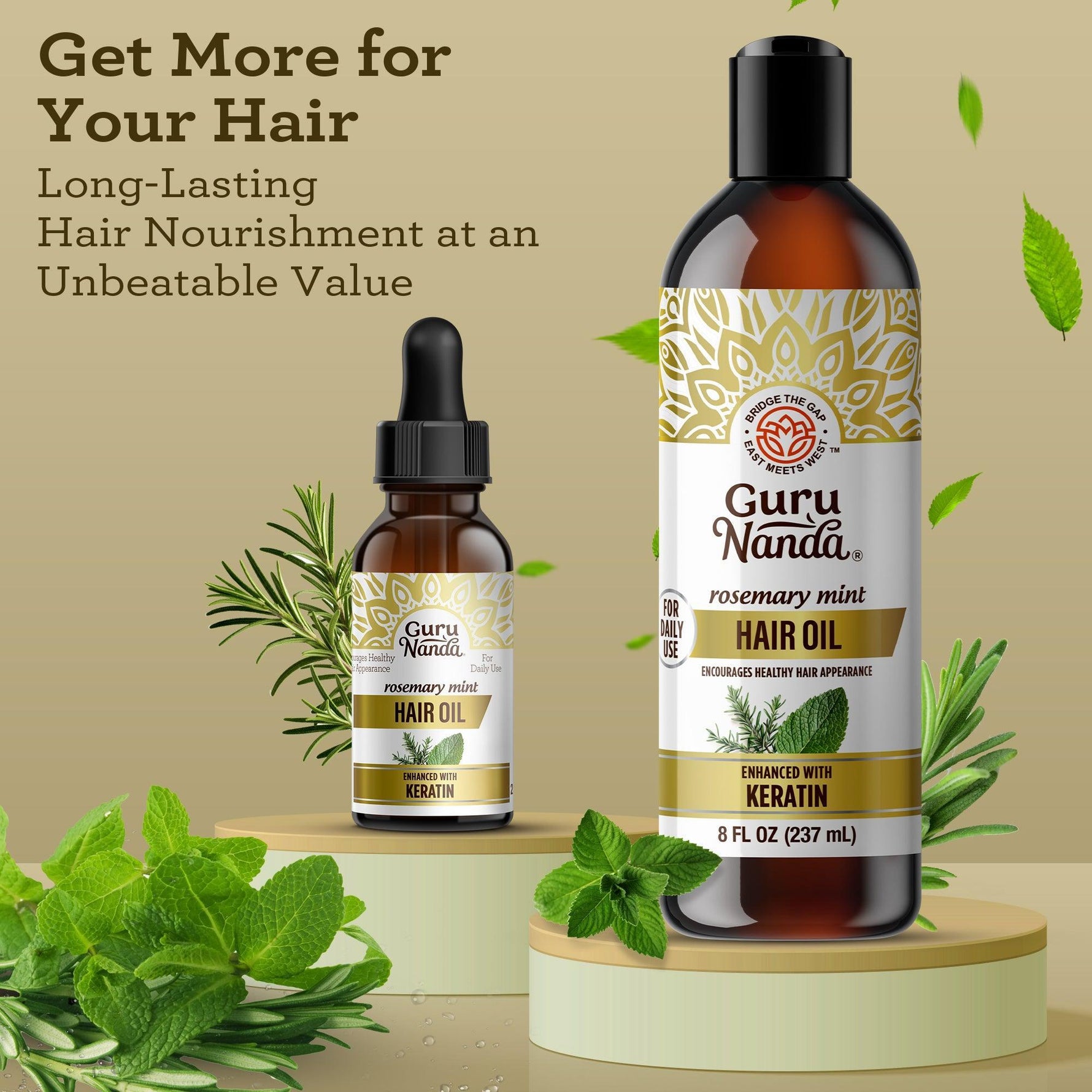 Rosemary Mint Hair Oil with Keratin - 8oz – GuruNanda