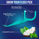 GuruNanda's Fresh Floss Picks With Angled Pick & CocoMint-Flavor, 60 Ct