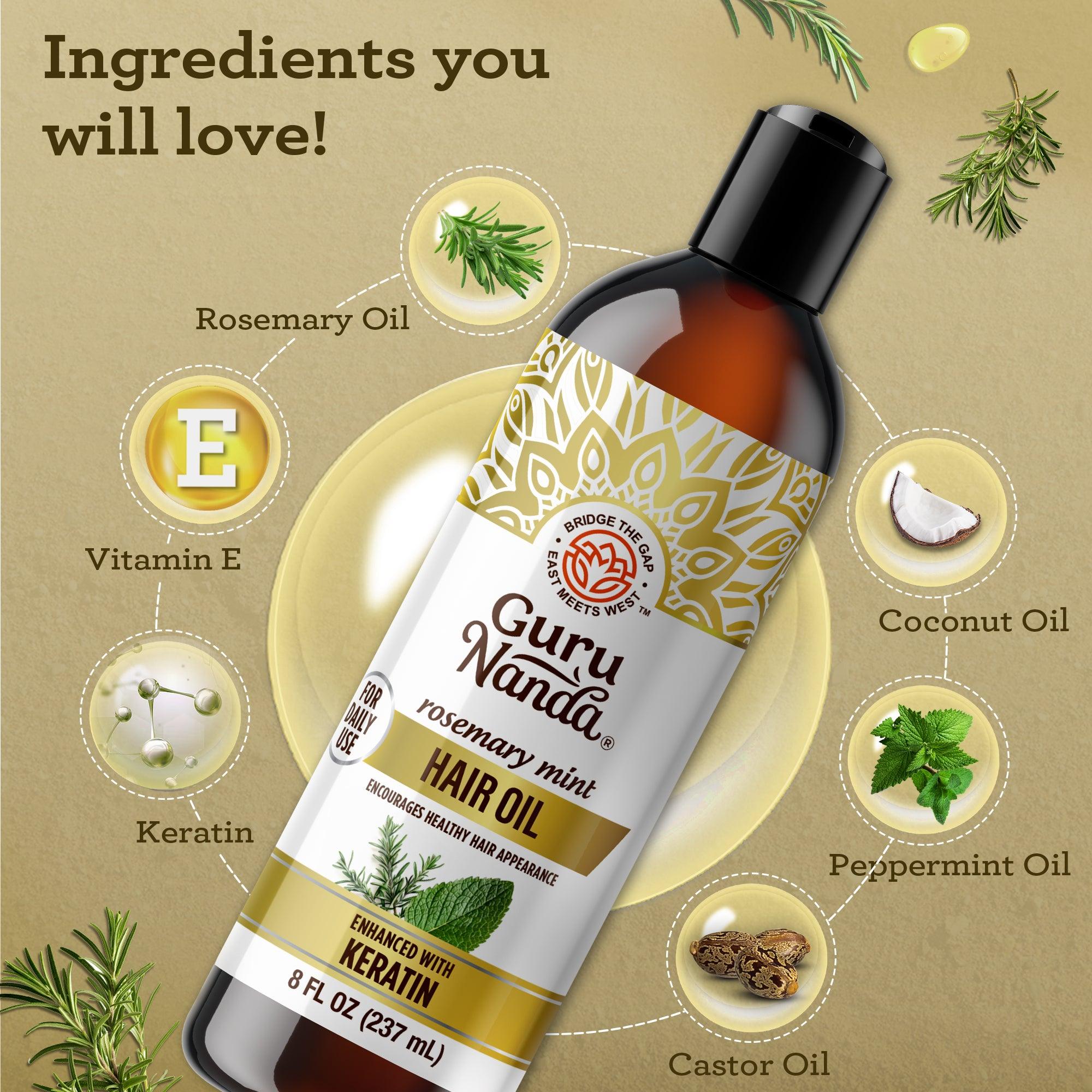 Rosemary Mint Hair Oil with Keratin - 8oz – GuruNanda