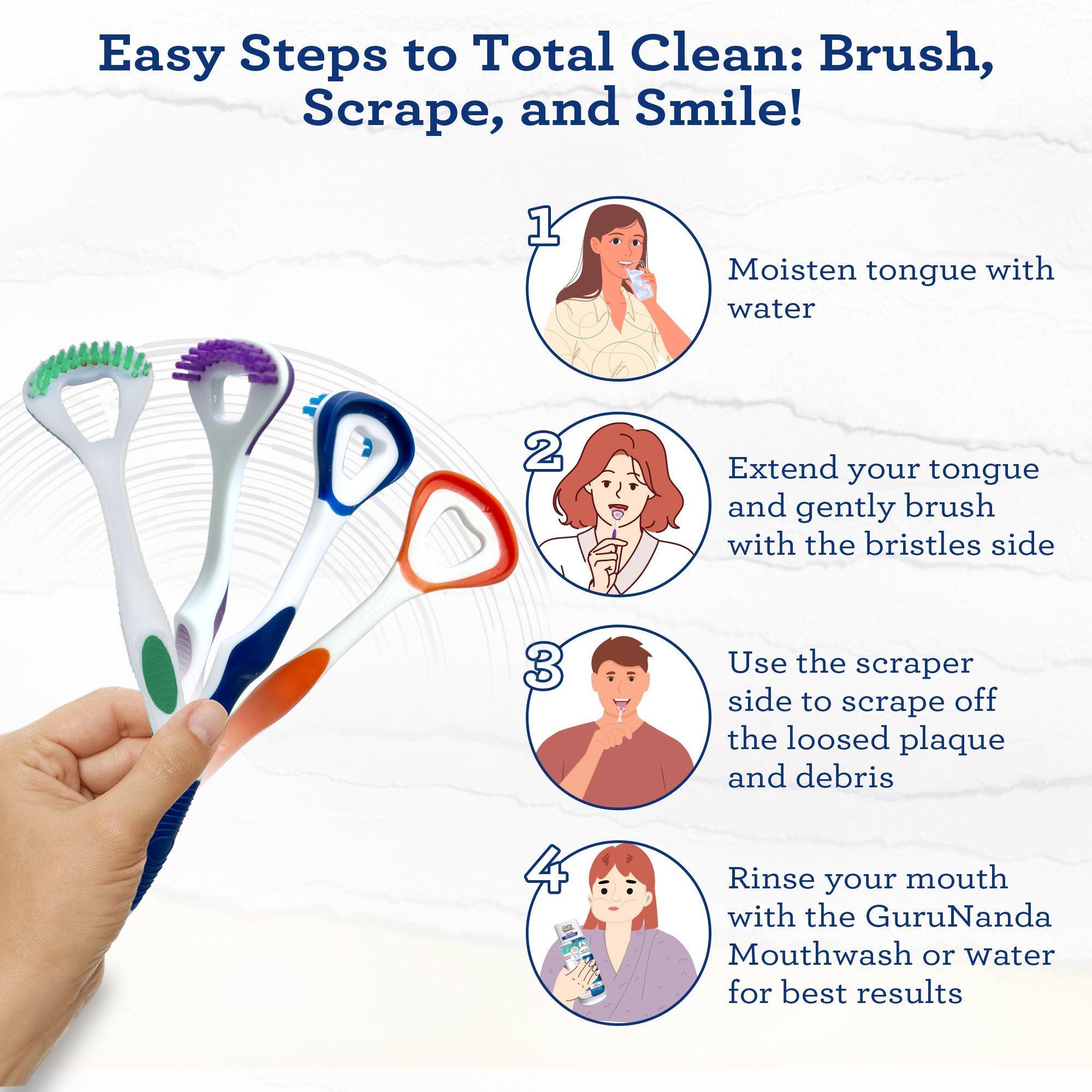 Dual Action Tongue Cleaner - 1 Pack (Color Varies) – GuruNanda