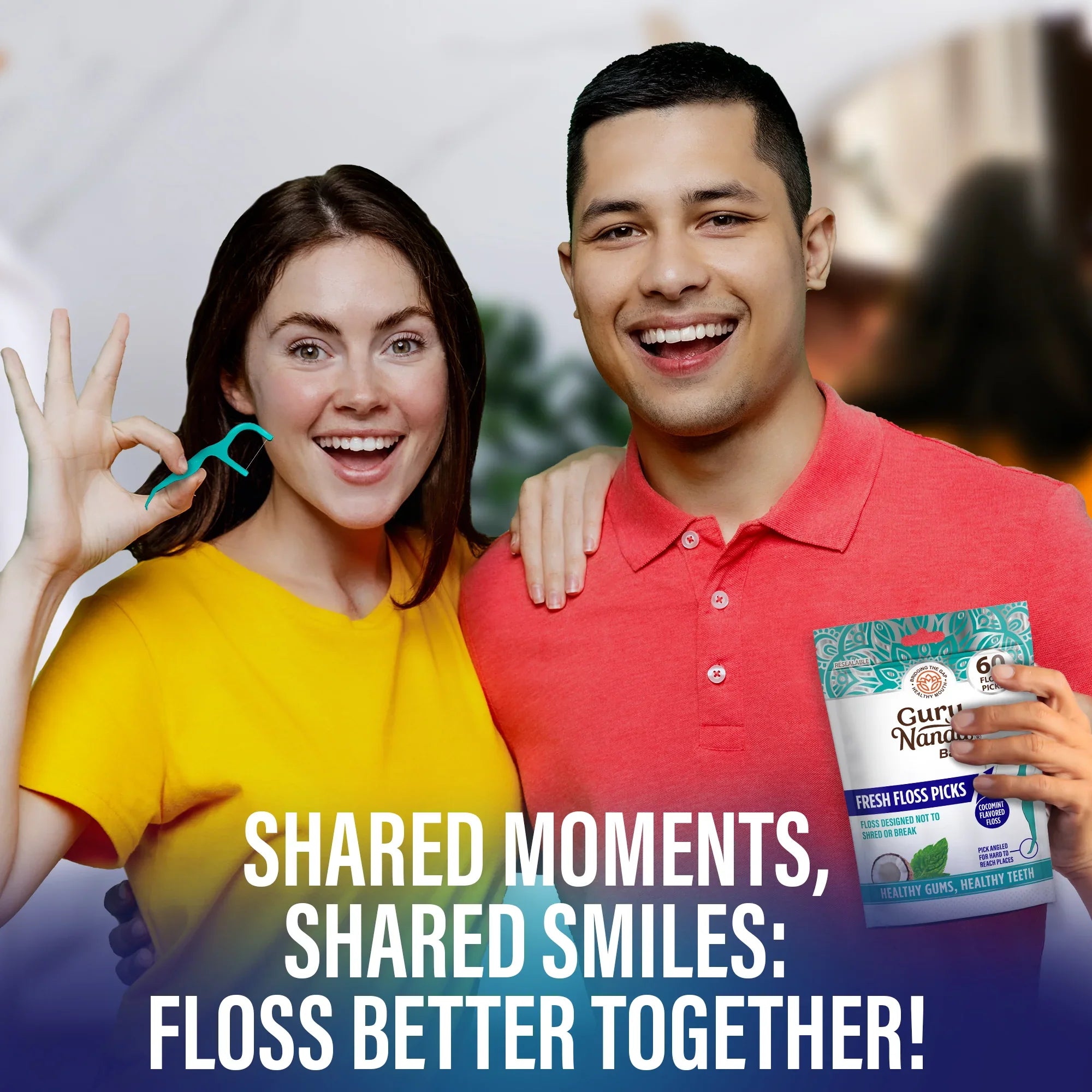 GuruNanda's Fresh Floss Picks With Angled Pick & CocoMint-Flavor, 60 Ct
