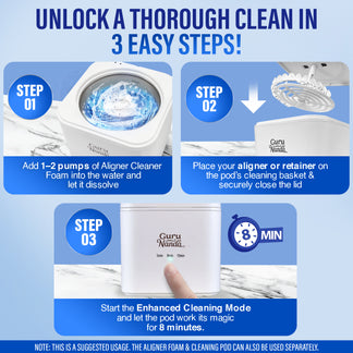 Retainer, Denture & Aligner Foam Cleaner & Cleaning Pod – GuruNanda