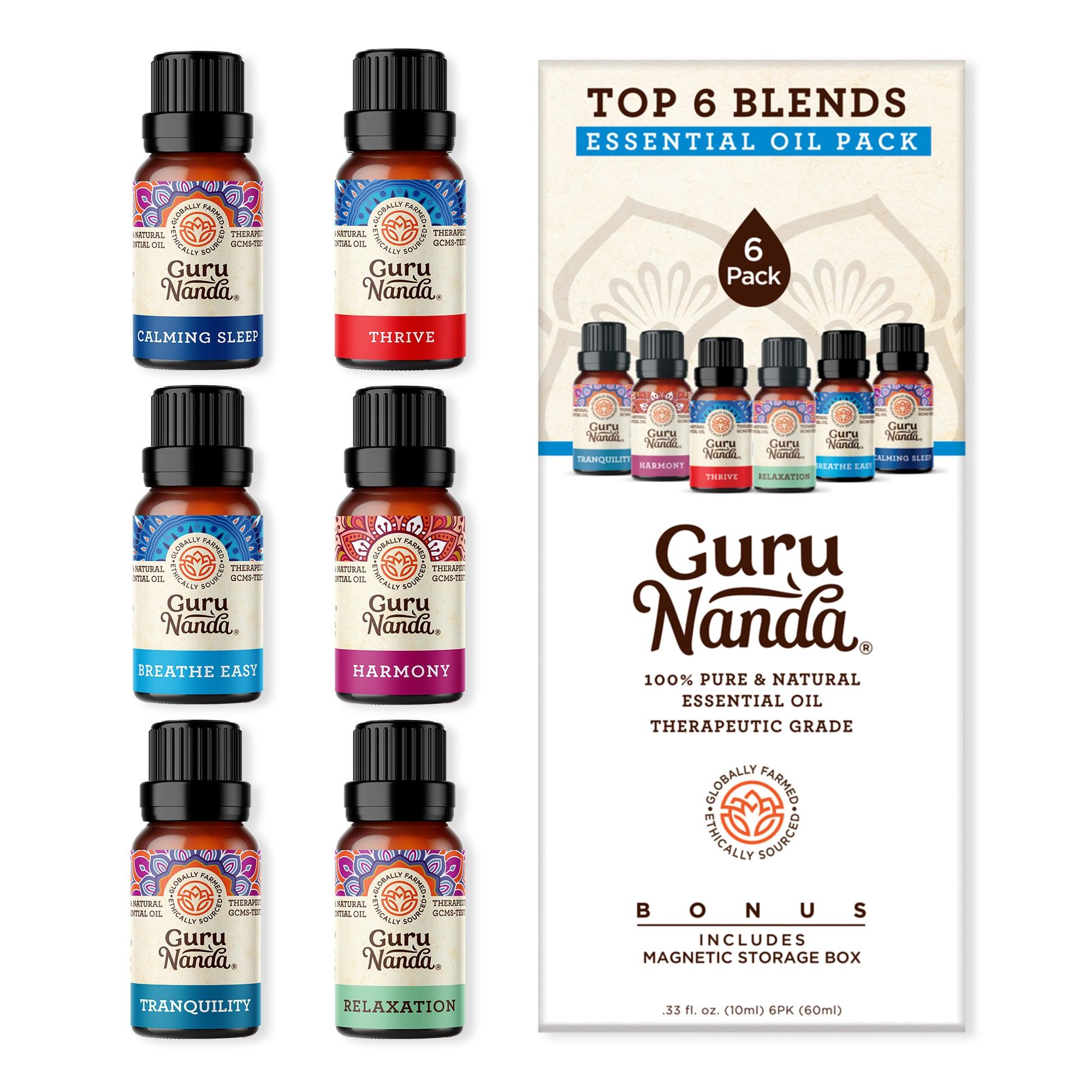 Gurunanda's Essential Oil Blends Set Of 6, 15ML Each, GCMS Tested