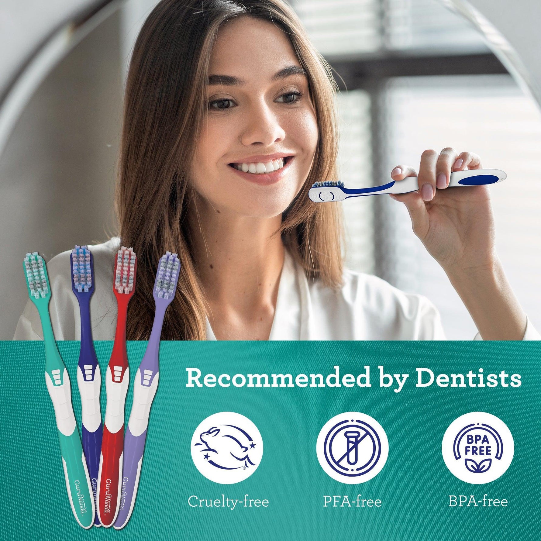 GuruNanda Whitening Spiral Toothbrush For Adults & Kids, 4 Pk