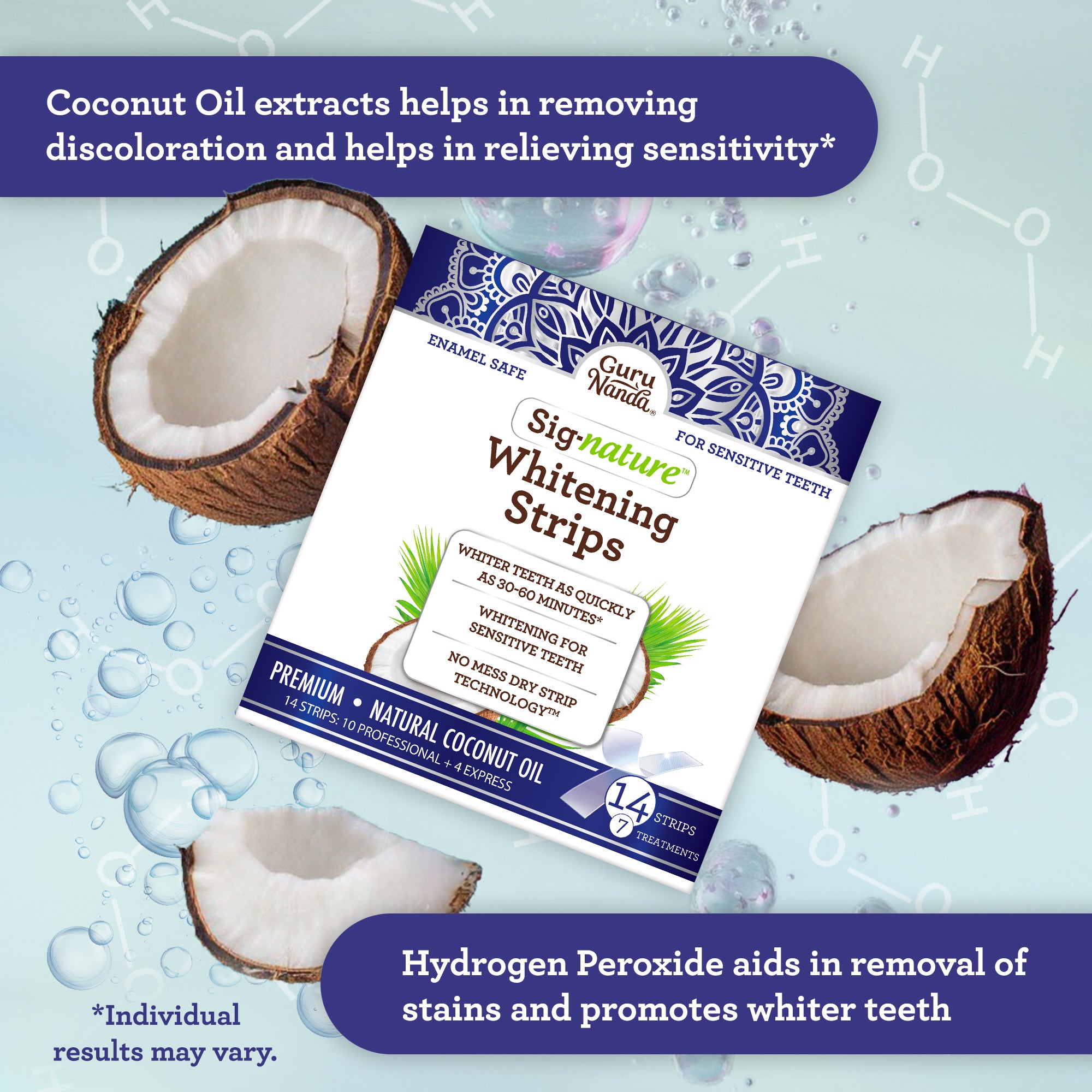 GuruNanda Teeth Whitening Strips, Enamel-Safe, 7 Day Treatment