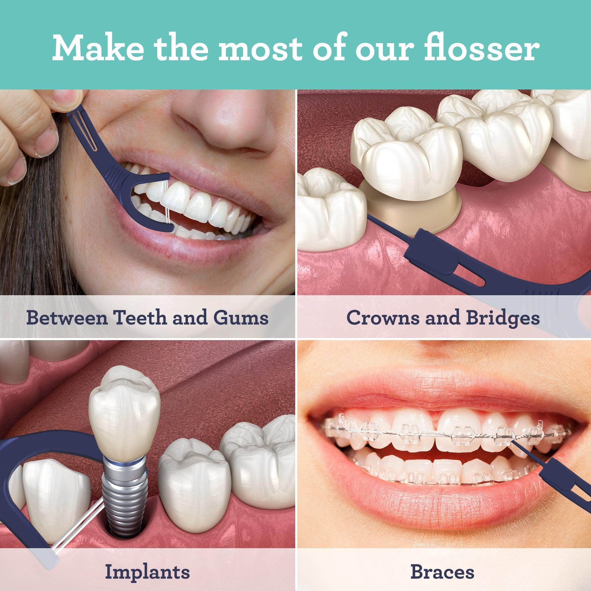 GuruNanda Floss Picks-150 Ct: Twin Line Flossers With Angled Floss Picks