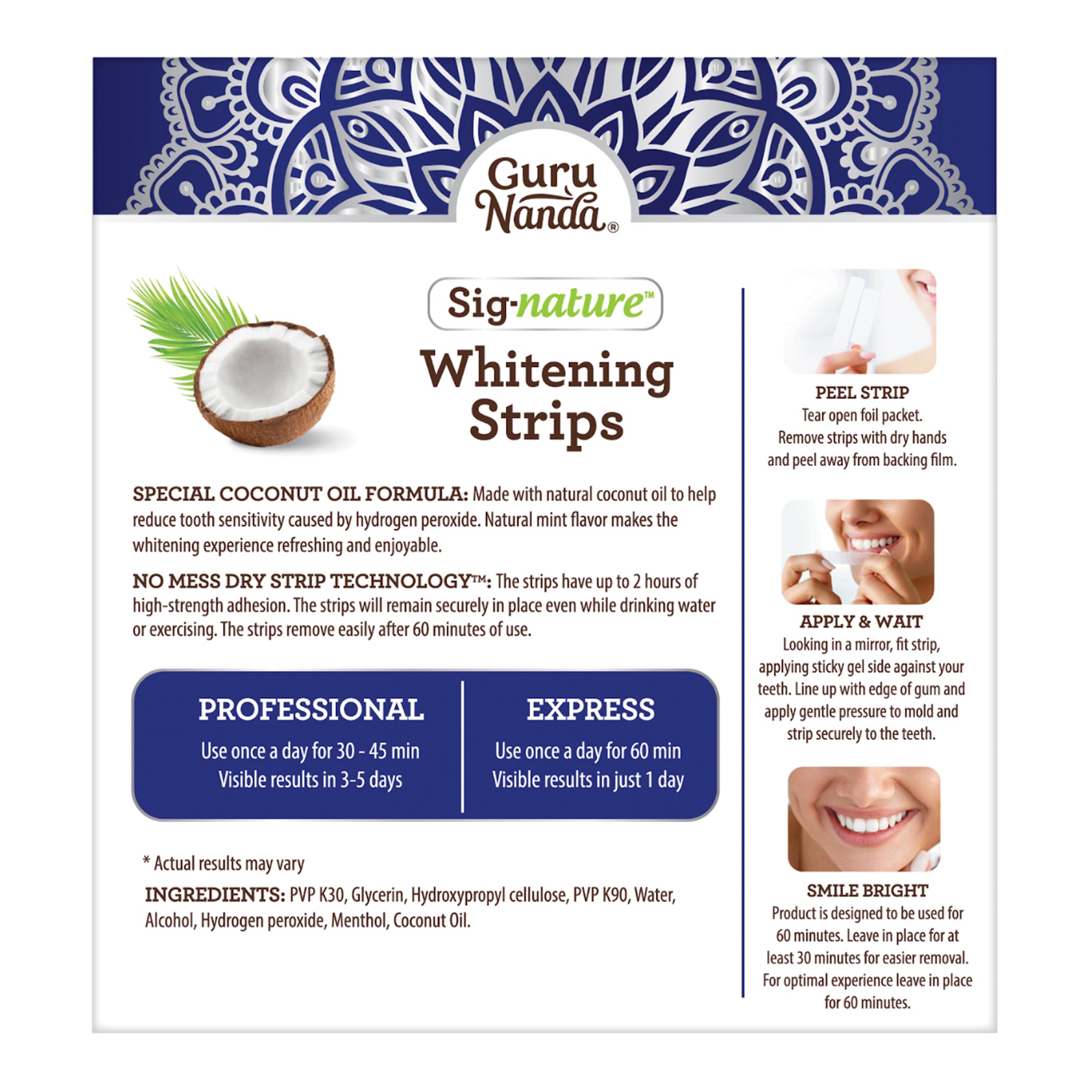 GuruNanda Teeth Whitening Strips, Enamel-Safe, 7 Day Treatment