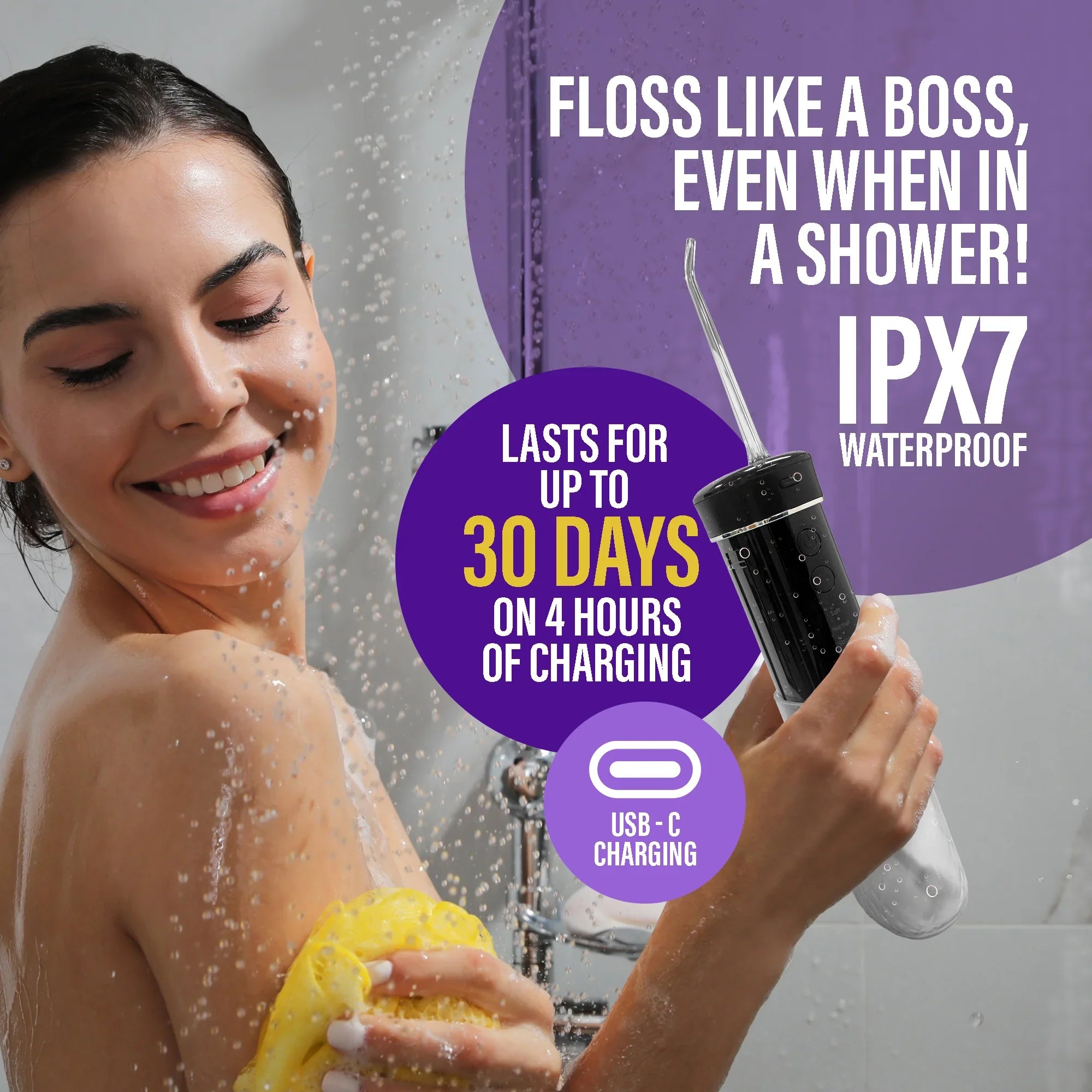 Compact Dental Water Flosser (180 ml) - Black – GuruNanda