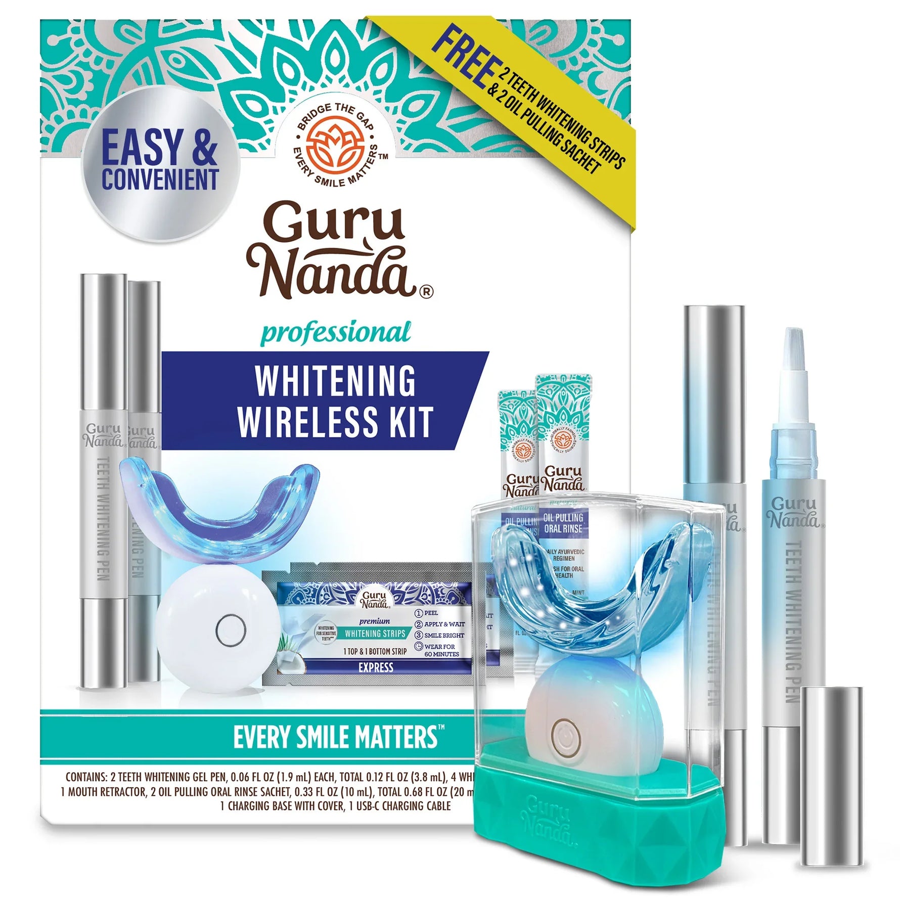 Wireless LED Teeth Whitening Kit | GuruNanda