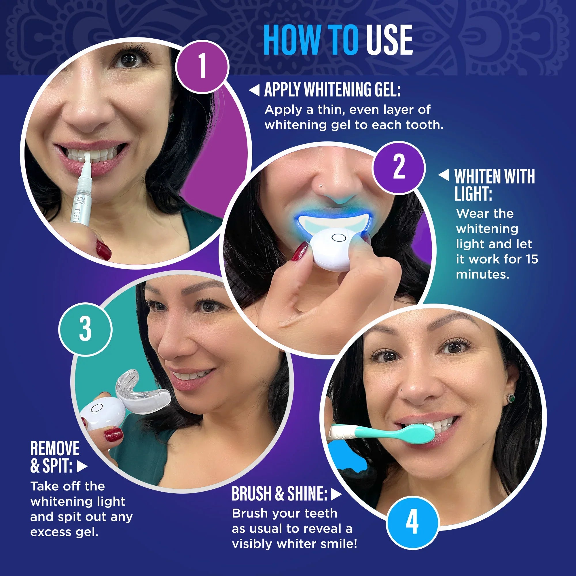 Wireless LED Teeth Whitening Kit | GuruNanda