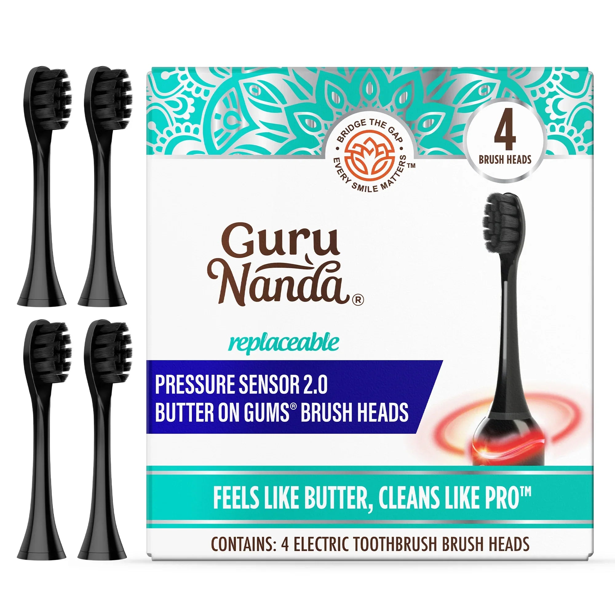 Pressure Sensor 2.0 Replacement Brush Heads – 4 Pack – GuruNanda