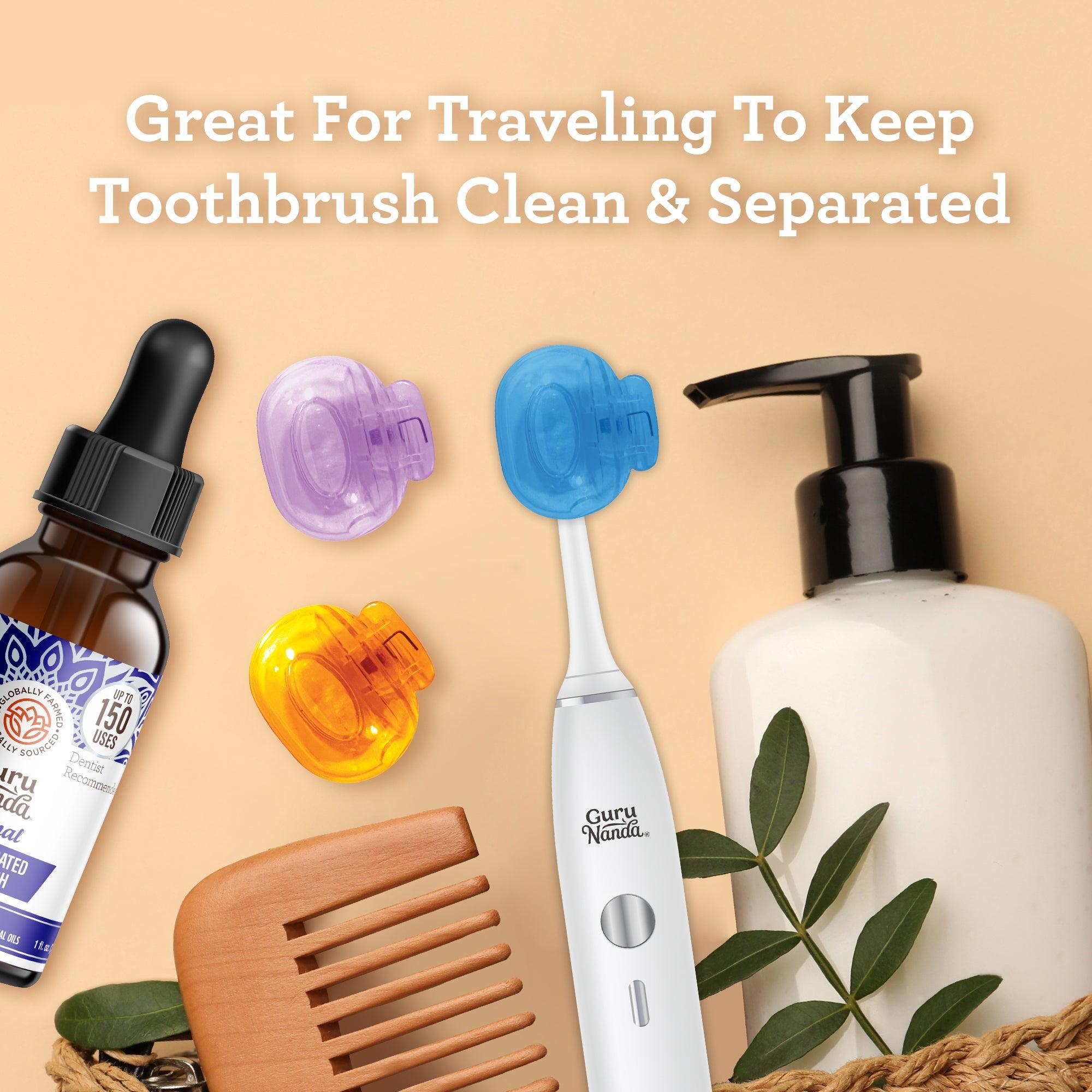 GuruNanda Brush Pod, Clip-On Toothbrush Protector With Scent Pad, 4 Ct