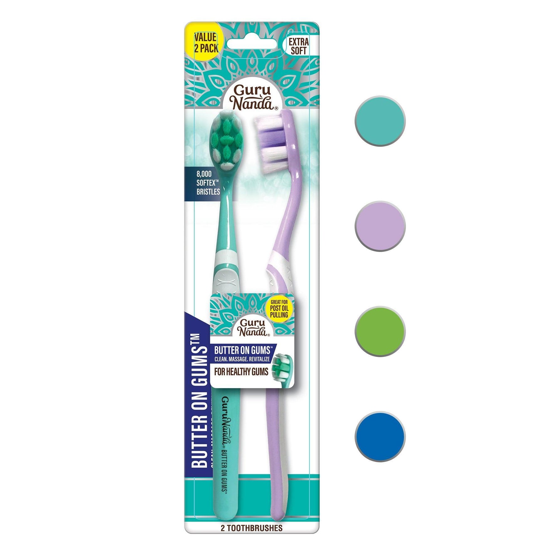 GuruNanda Butter On Gums™ Toothbrush For Sensitive Teeth & Gums, 2 Pk