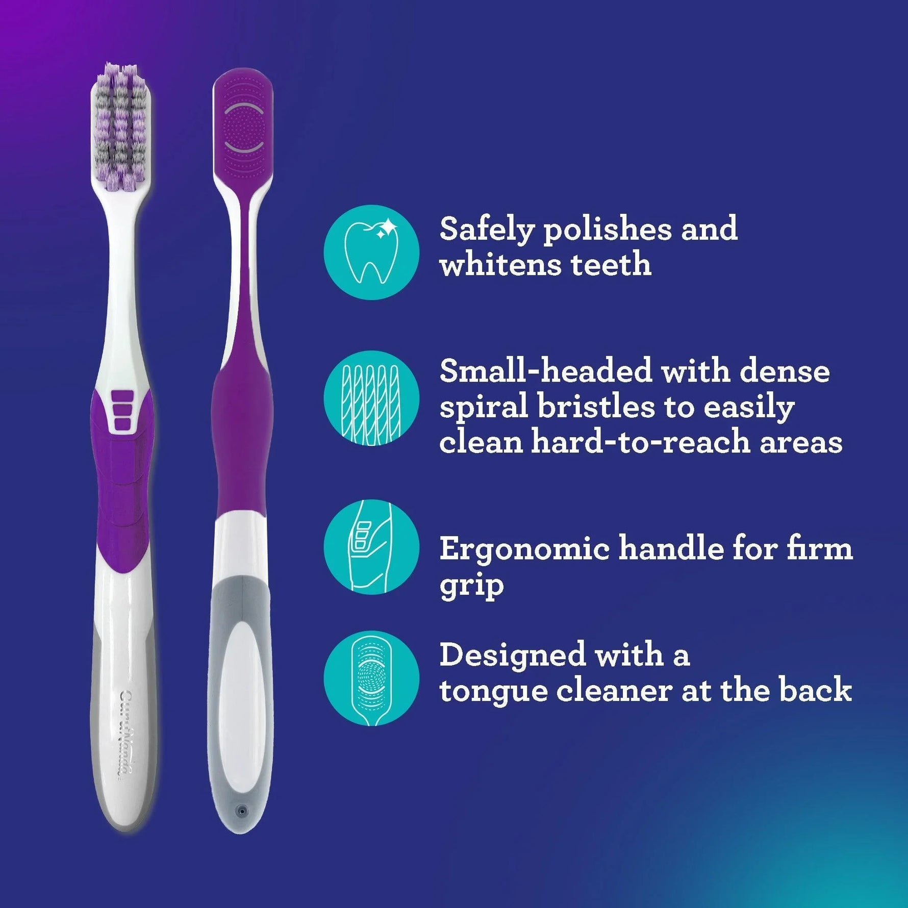 GuruNanda Gentle Giant Toothbrush With Spiral Whitening Bristles, 1 Pk