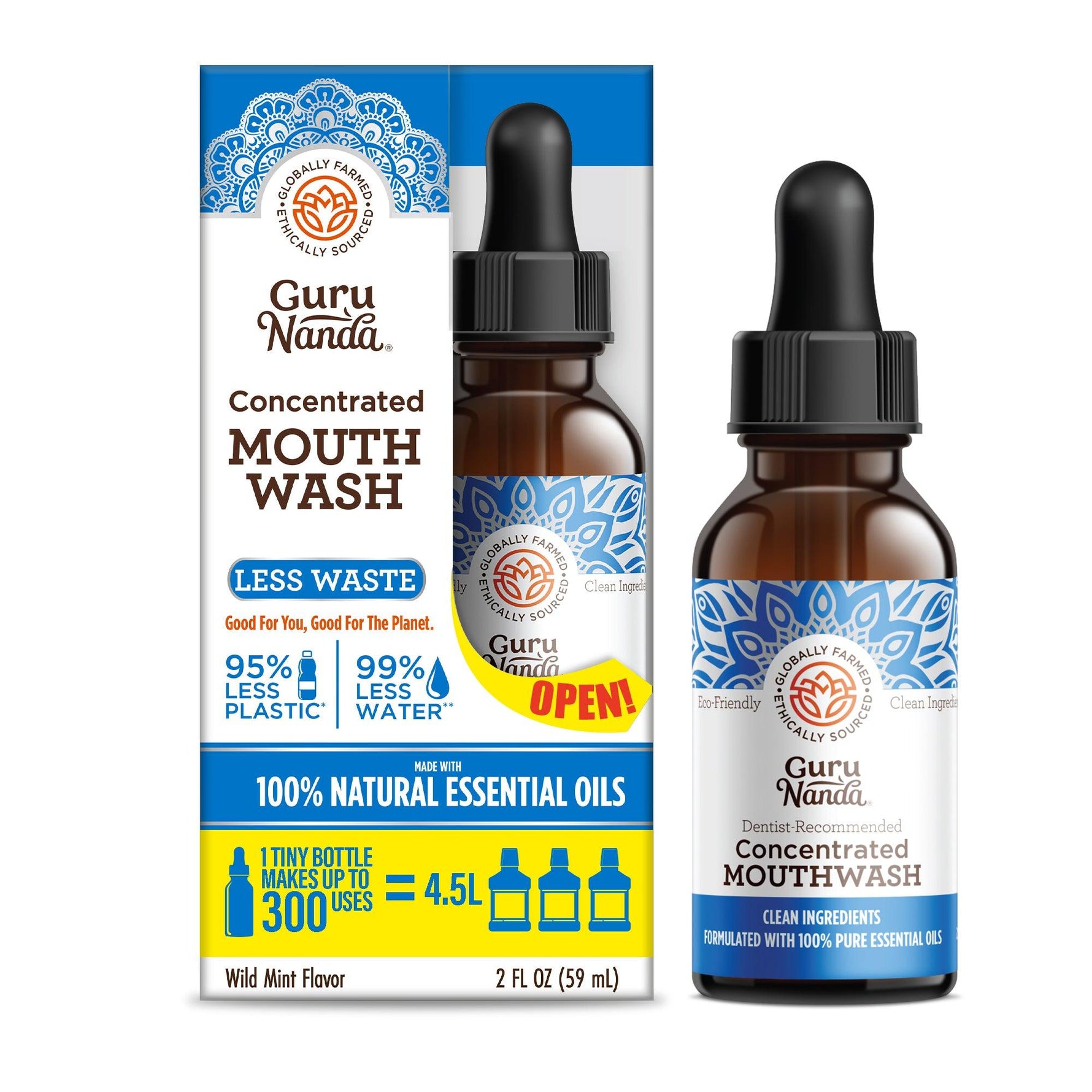 GuruNanda Concentrated Mouthwash: One Eco-Friendly Bottle, 300 Uses