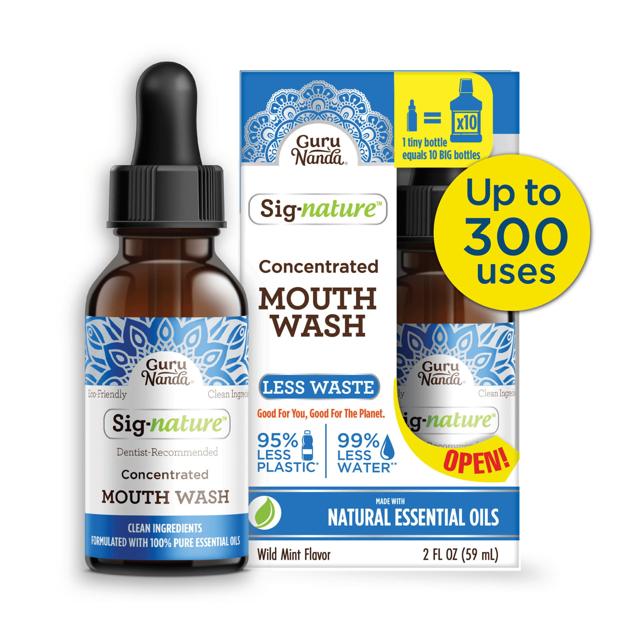GuruNanda Concentrated Mouthwash: One Eco-Friendly Bottle, 300 Uses