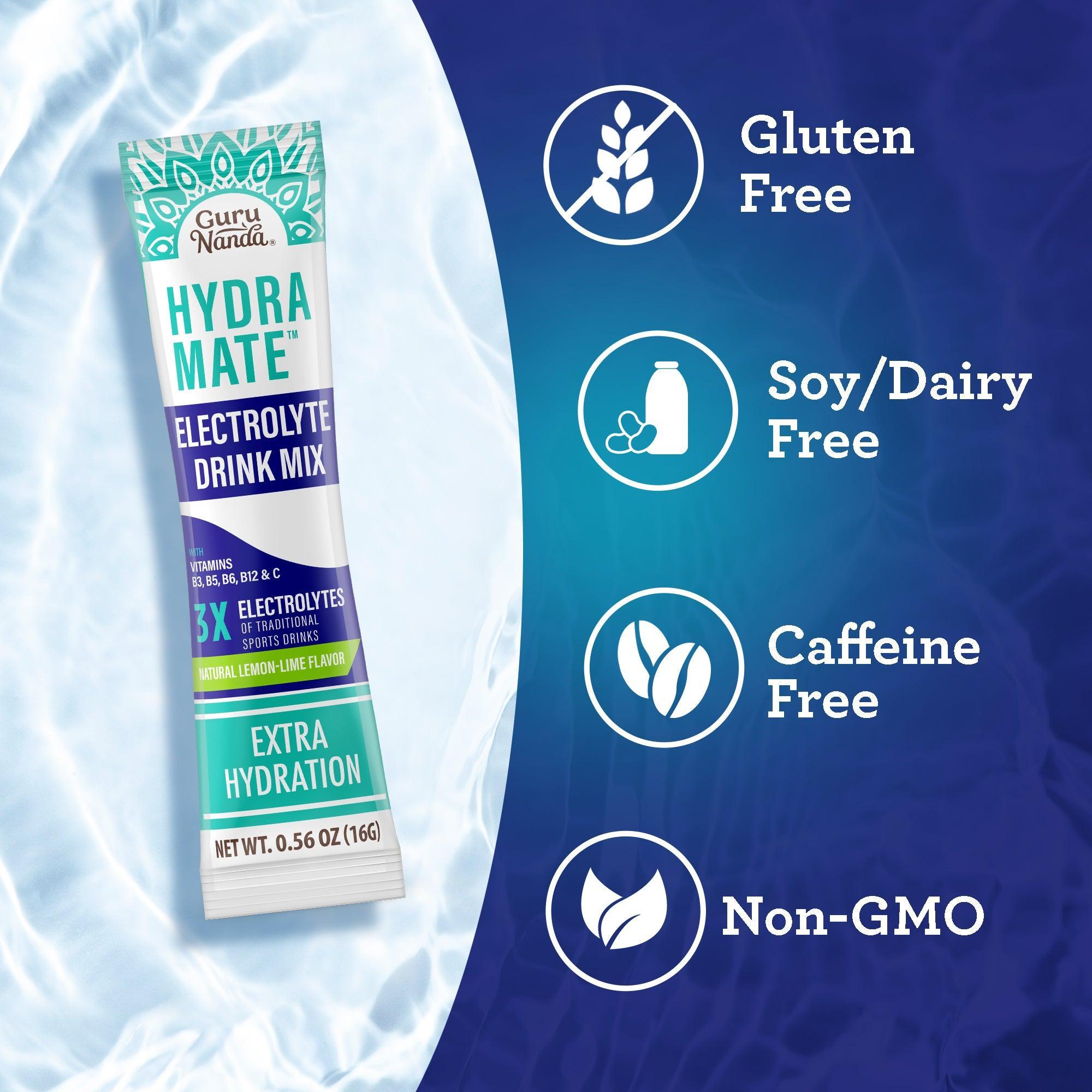 GuruNanda Hydramate Hydration Support Drink Mix, Lemon Lime, 48 Ct