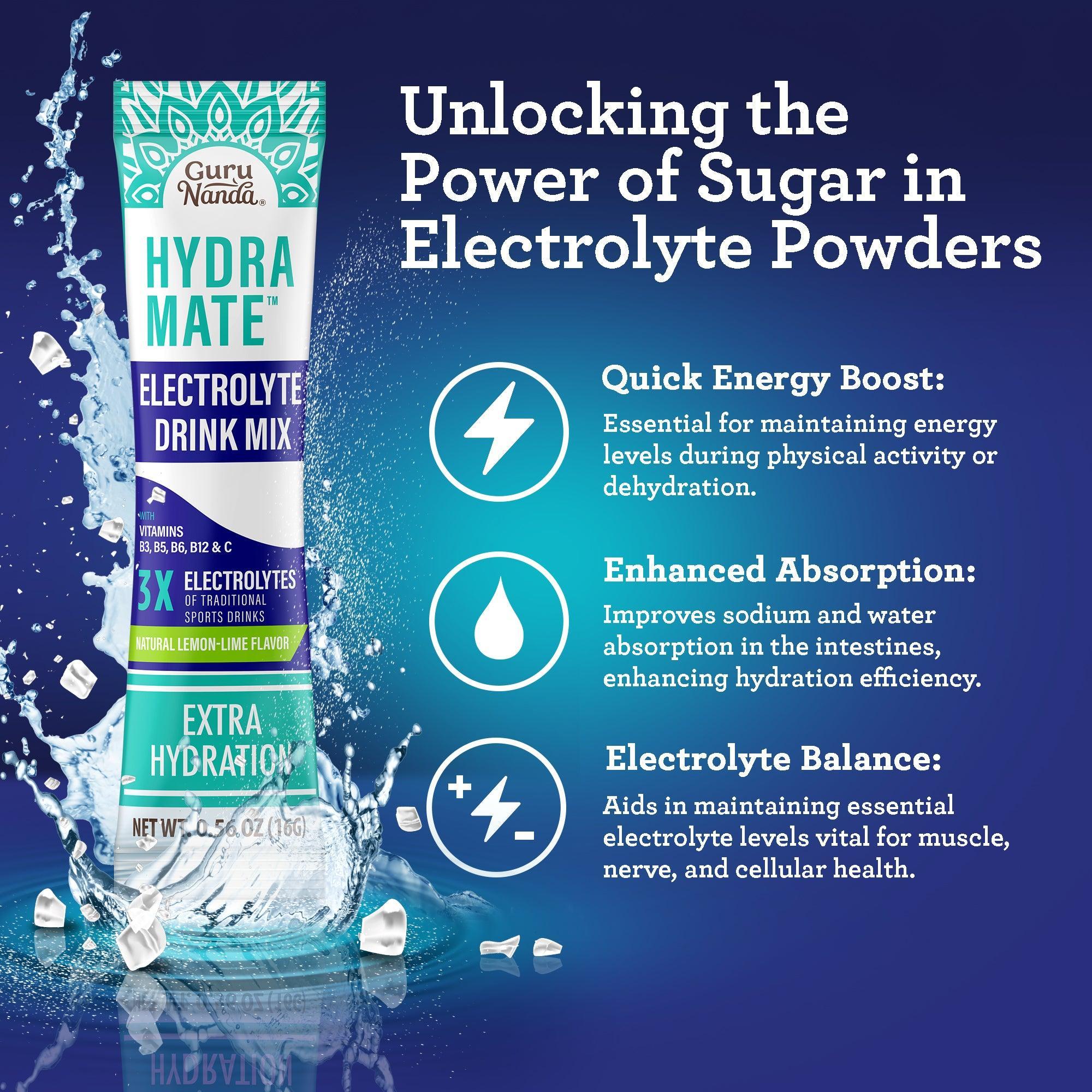 GuruNanda Hydramate Hydration Support Drink Mix, Lemon Lime, 48 Ct