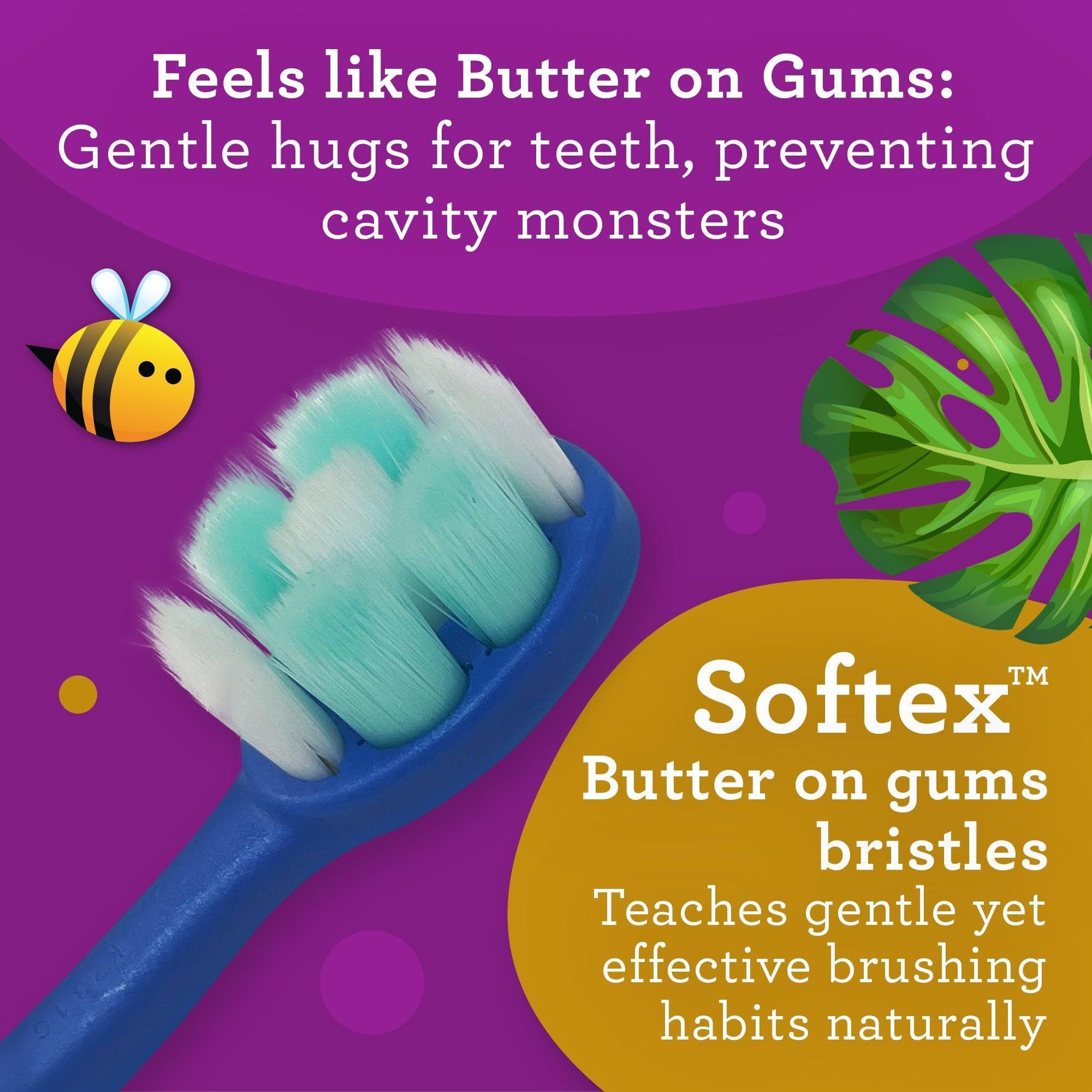 GuruNanda Kids' Butter On Gums Toothbrush, Softex™ Bristles, 4 Pk