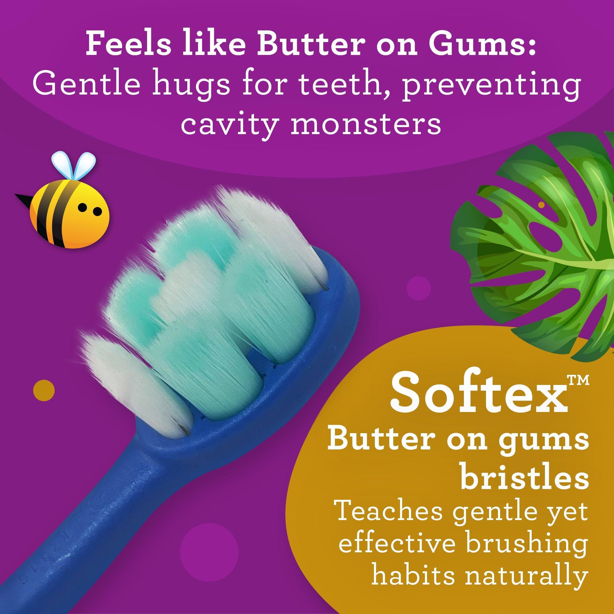GuruNanda Kids' Butter On Gums Toothbrush, Softex™ Bristles, 4 Pk