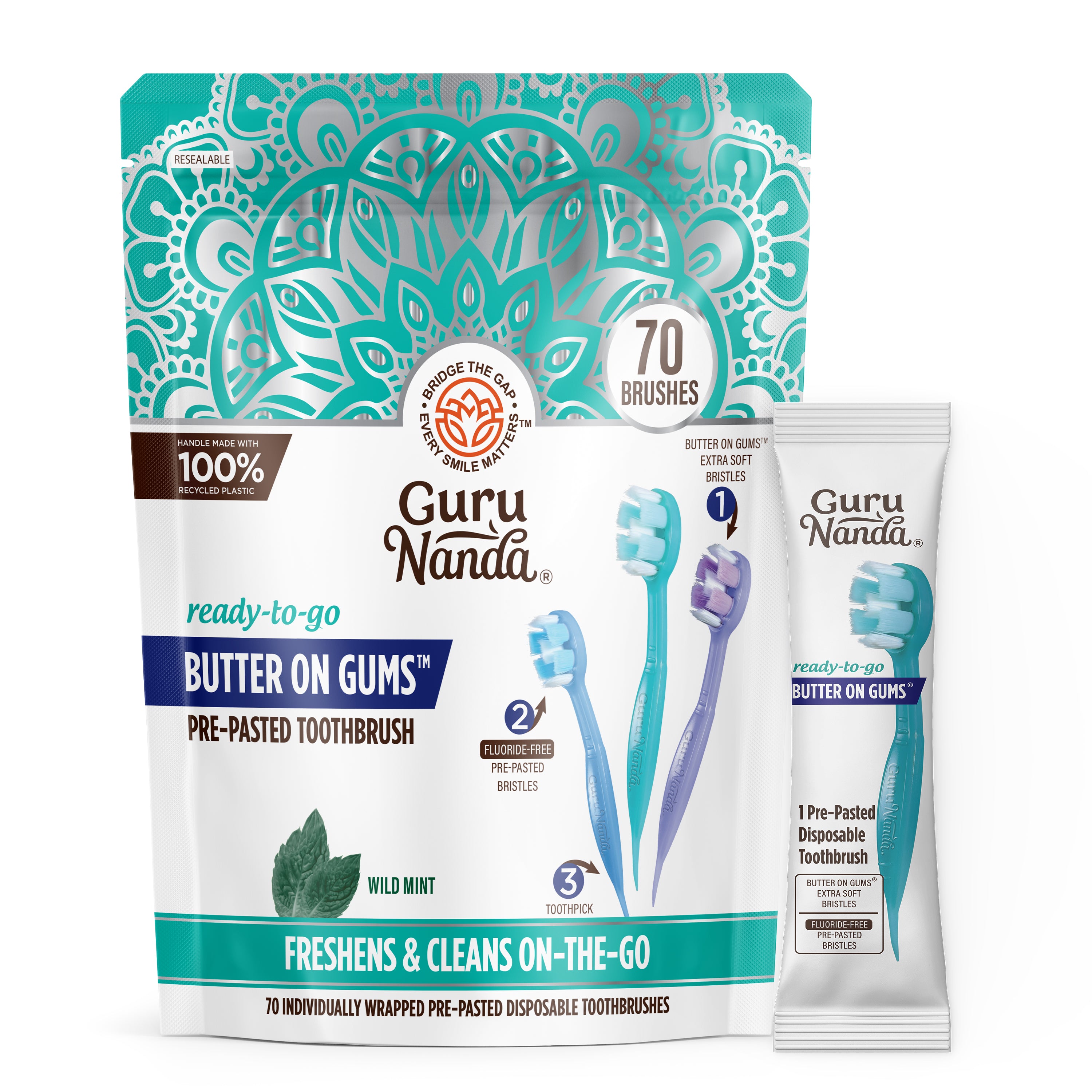 Ready-to-Go Butter on Gums Pre-Pasted Toothbrushes – GuruNanda