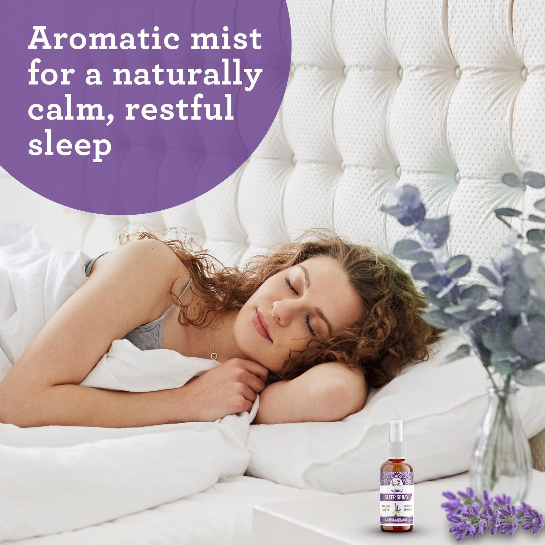 Lavender Sleep Spray, Fast-Acting Sleep Aid By GuruNanda, 1 Oz