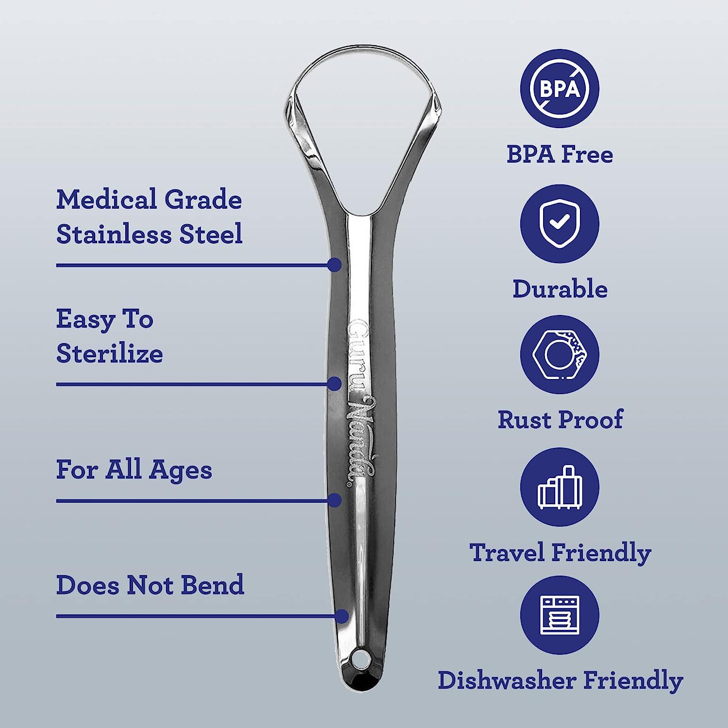 GuruNanda's Stainless Steel Spoon Shaped Tongue Scraper, 2 Ct