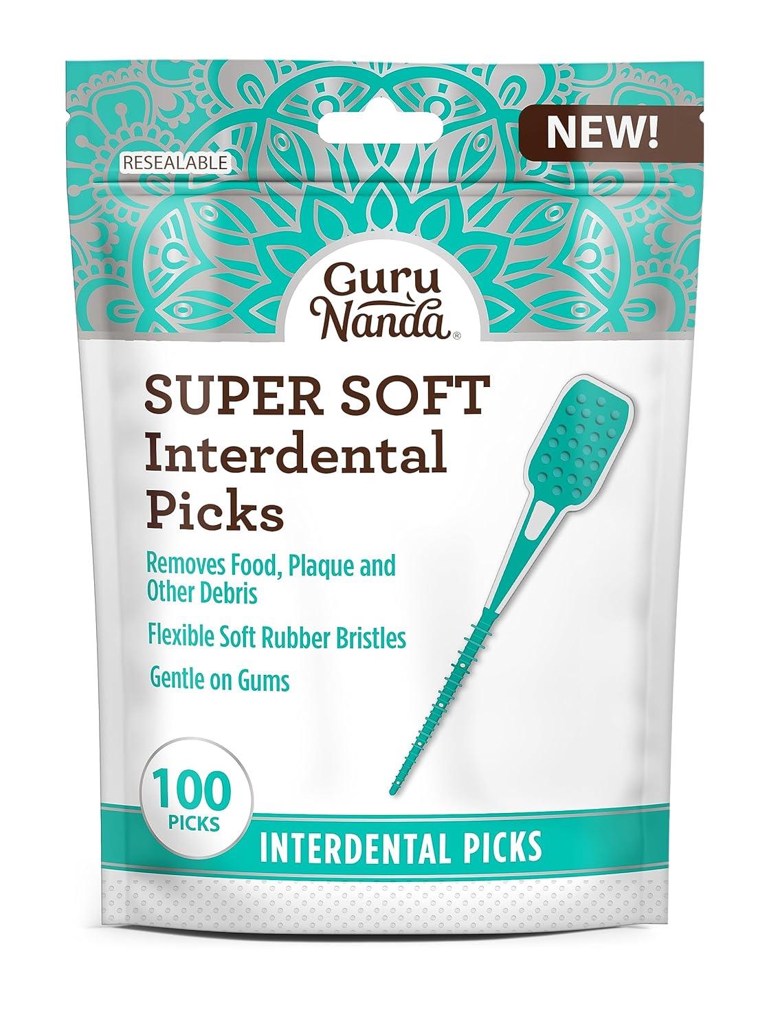GuruNanda's Super Soft Interdental Picks, Gentle Gum Massage, 100 Ct