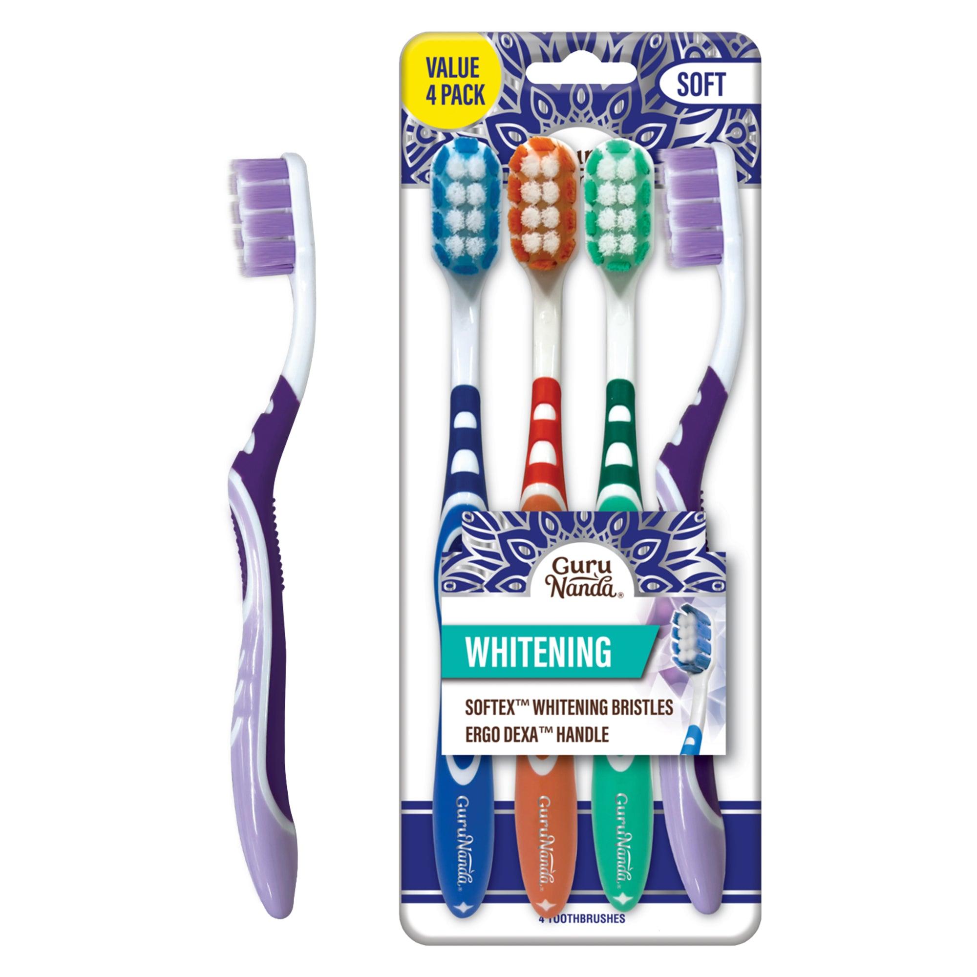 GuruNanda Whitening Spiral Toothbrush For Adults & Kids, 4 Pk