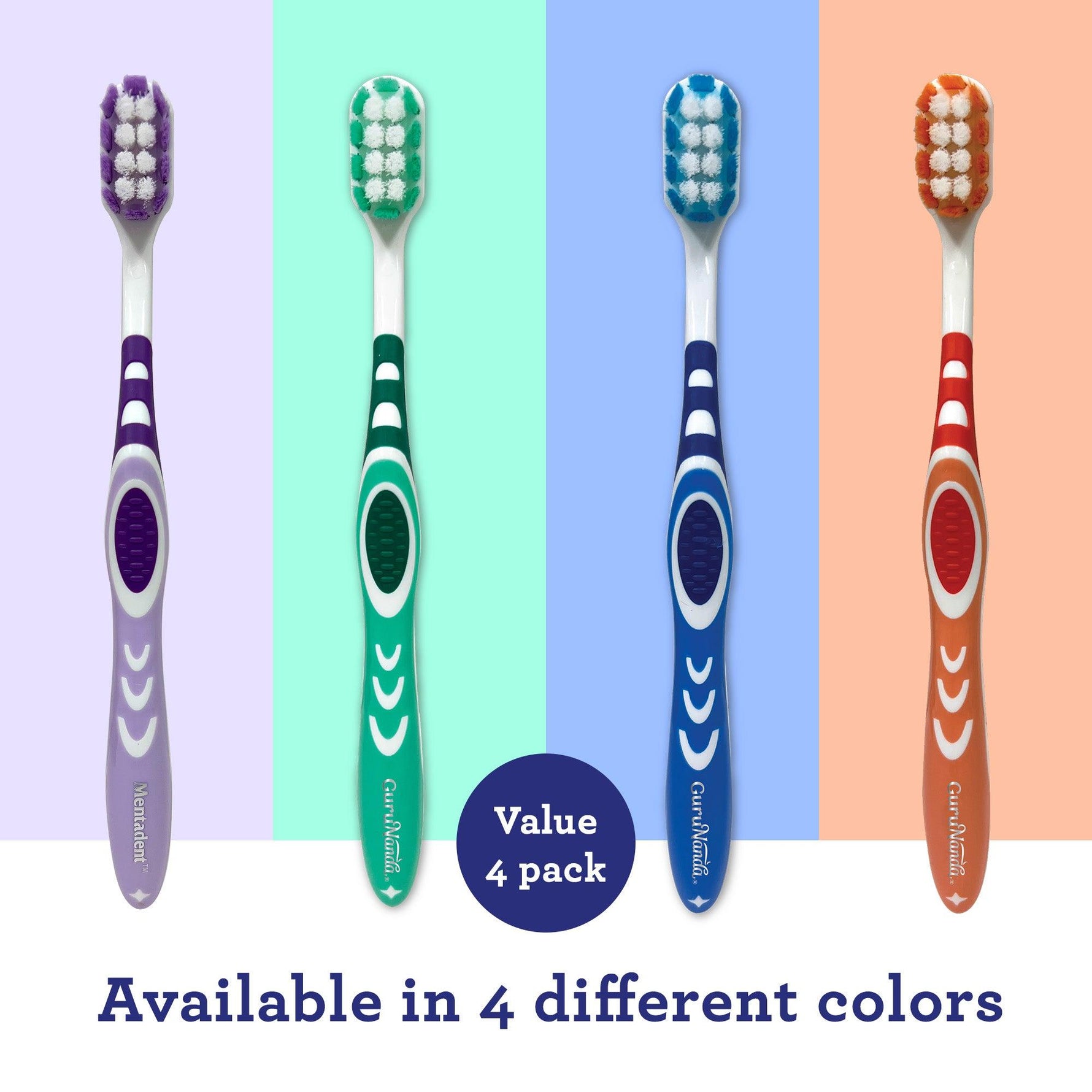 GuruNanda Whitening Spiral Toothbrush For Adults & Kids, 4 Pk