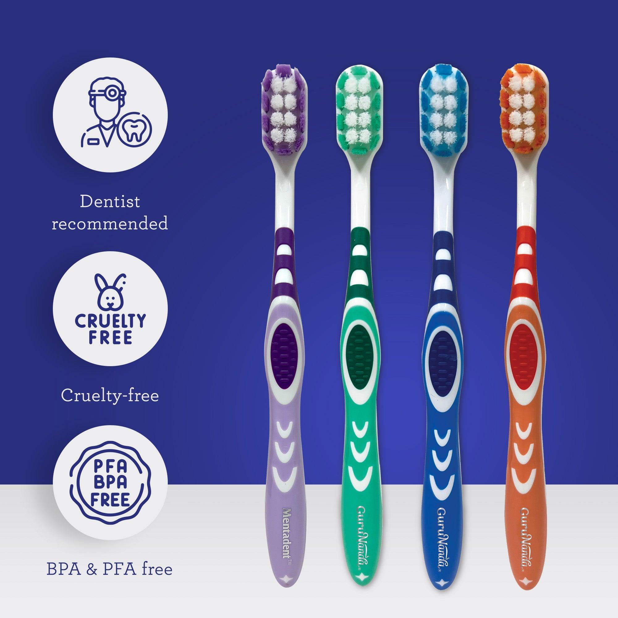 GuruNanda Whitening Spiral Toothbrush For Adults & Kids, 4 Pk