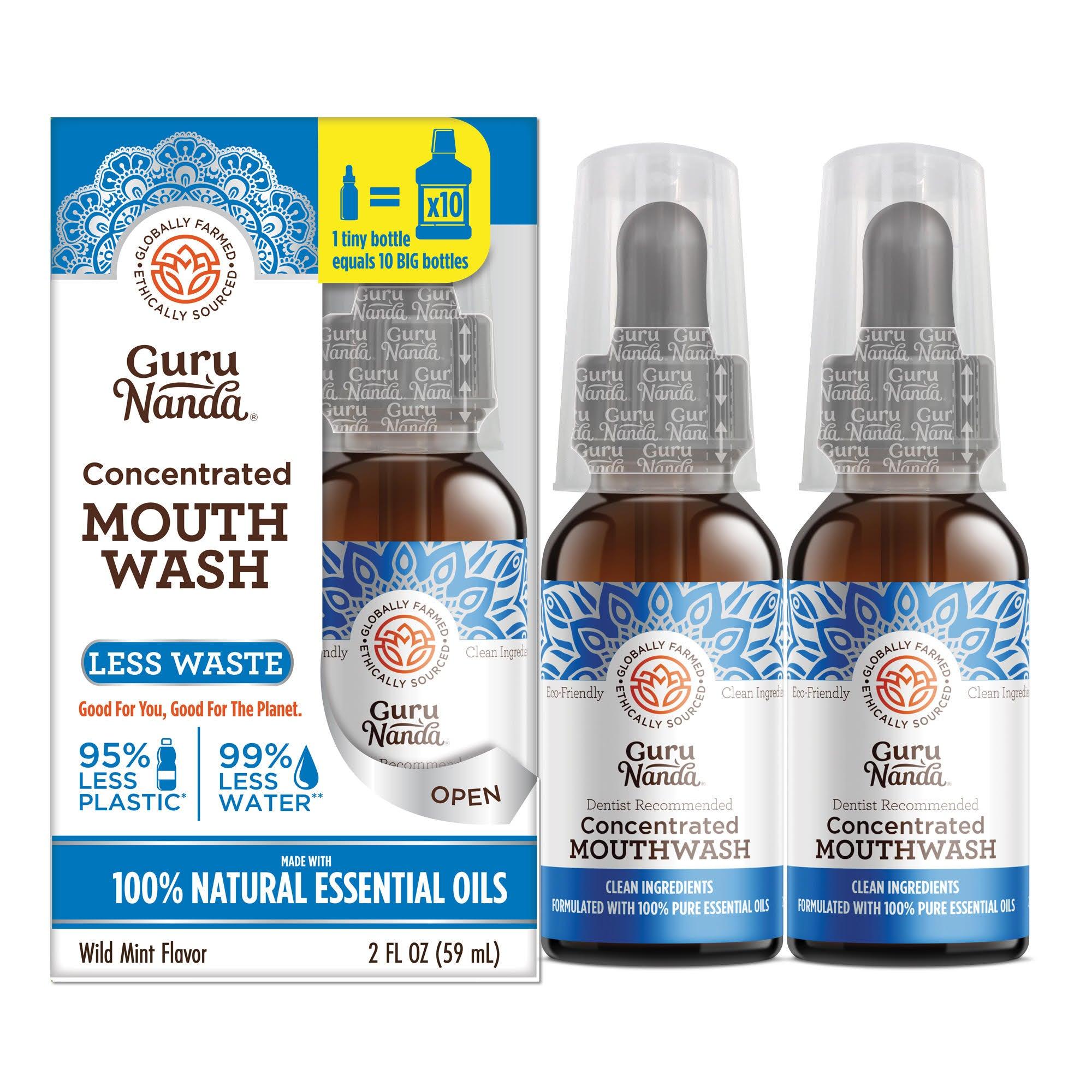 GuruNanda Concentrated Mouthwash: 3 Eco-Friendly Bottles, 300 Uses Each