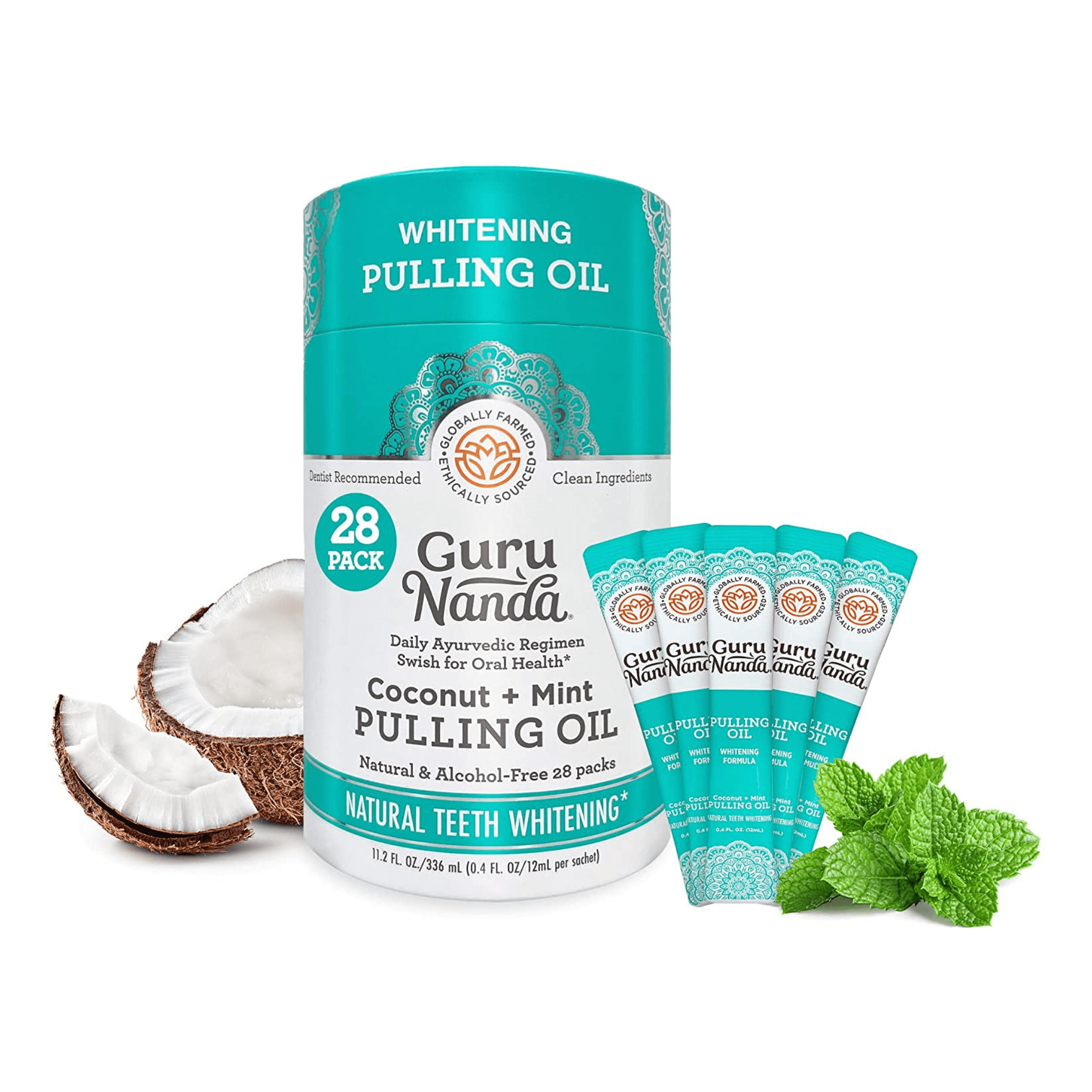 GuruNanda Oil Pulling Packets (28 Counts): Travel-Friendly Oral Care